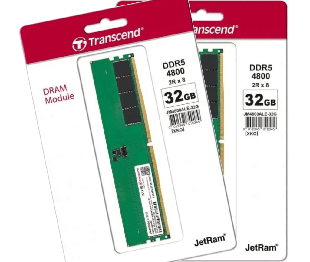 Transcend JetRam 64GB DDR5 32GBx2 4800MHz RAM Dual Channel Pack New ...