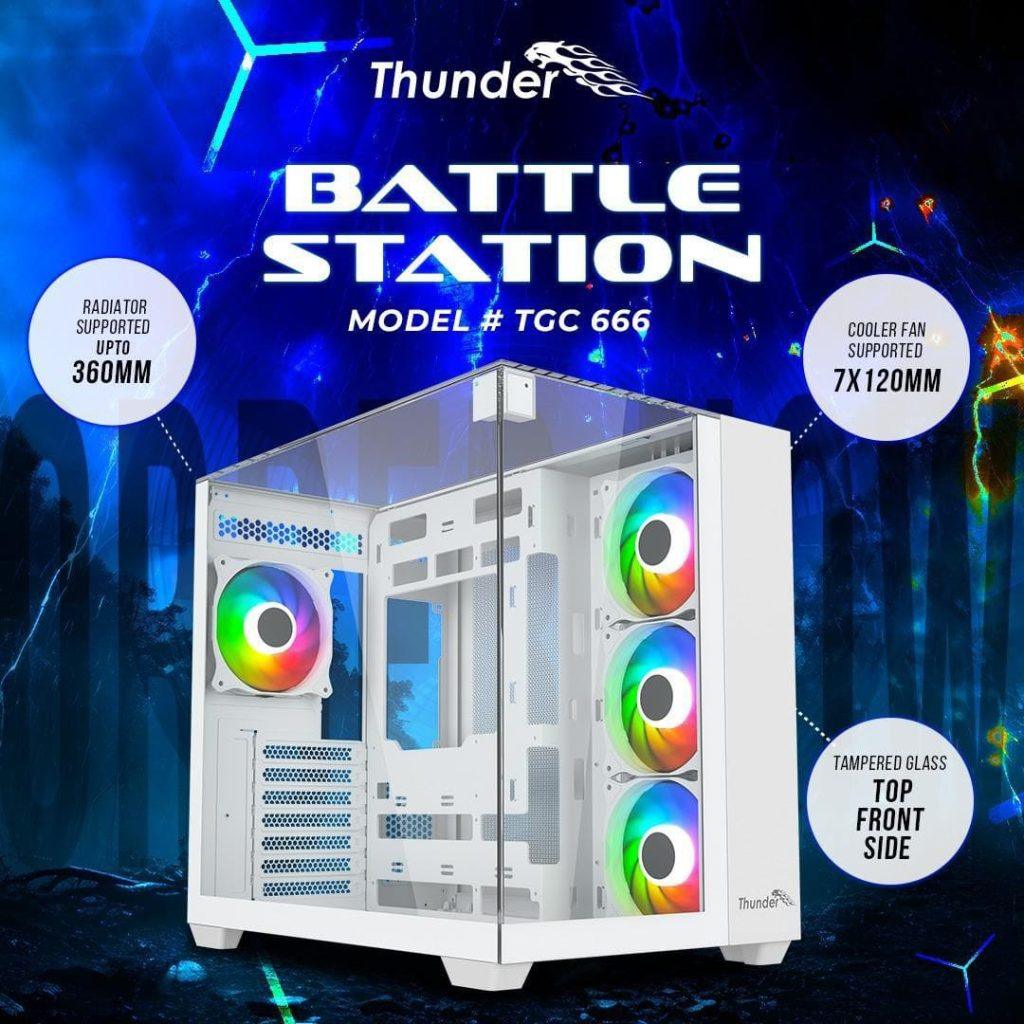 Thunder Battle Station Black ATX PC Case with 4x infinity argb Fans ...