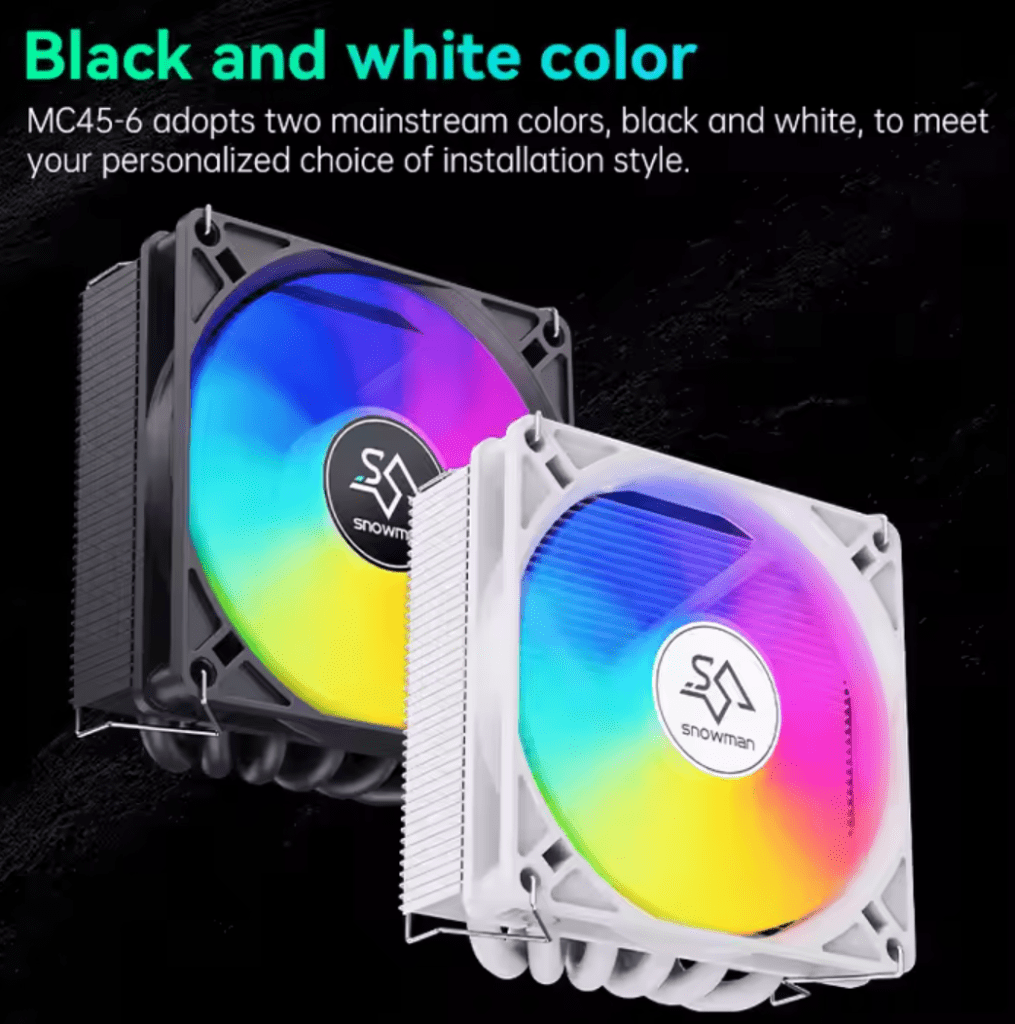 16. SNOWMAN MC45-6-ARGB Black 6-Heatpipe ITX CPU Cooler with 90mm ARGB ...