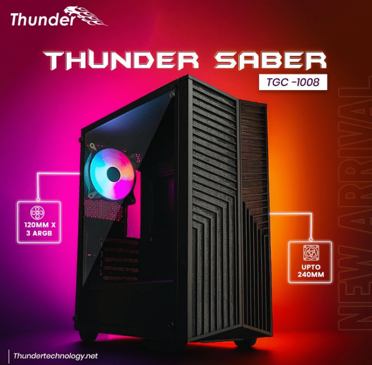 Thunder SABER mid-Tower PC Case with 3x ARGB Fans & Top 240mm AIO ...